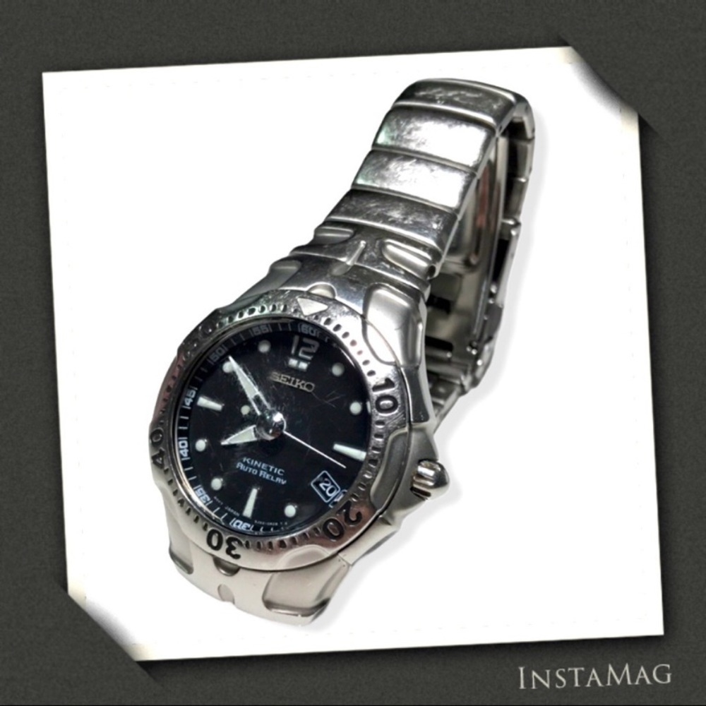 Seiko Kinetic Auto Relay Stainless Steel Watch - Gem